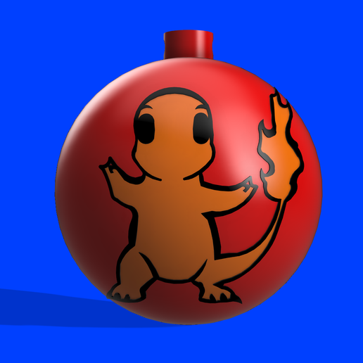 STL file Charmander Christmas Ornament || Charmander Christmas Sphere 🎄 ...