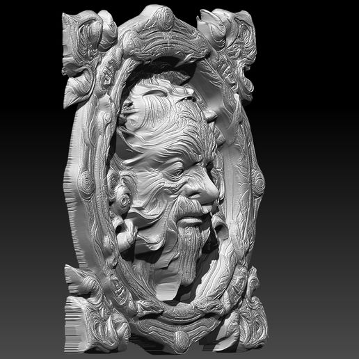 STL file "Ancient Guardian" – Mystical Face Bas-Relief 👾 (OBJ)・3D ...