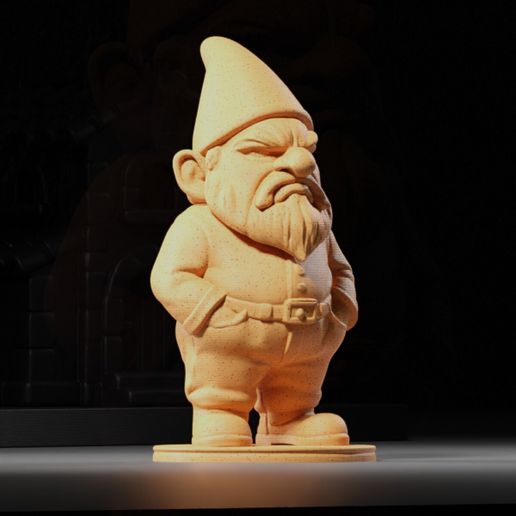 🌳 Grumpy Garden Gnome・ STL File for 3D printing・Cults