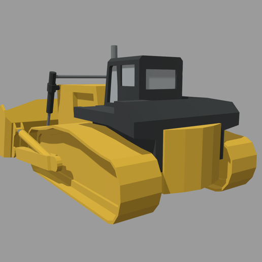 🚜 Low Poly Hydraulic Bulldozer // Design 01・ STL File for 3D printing・Cults