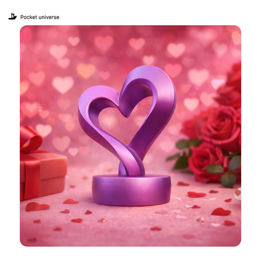 💜 Valentine Heart Sculpture – Romantic 3D Printable Love Statue ...