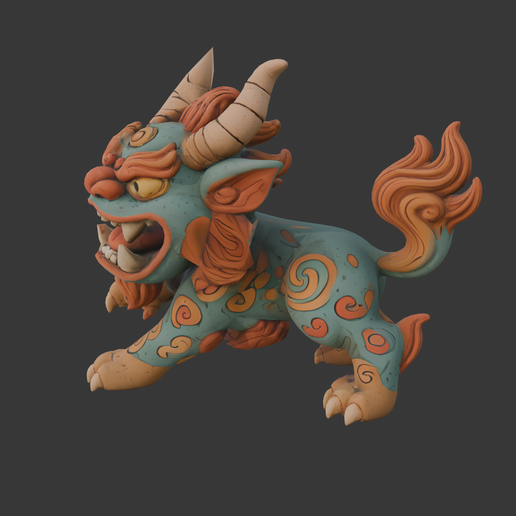 🦁 Shishi Guardian - Asian Style Chibi Figure・Free STL File for 3D ...