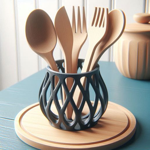 🔪 Kitchen Utensil, Decorative Utensil Holder, Modern・ STL File for 3D ...