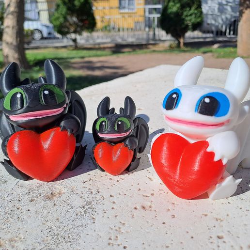 🐉 Valentine's day Toothless・Archivo 3MF Gratis para Impresión 3D・Cults