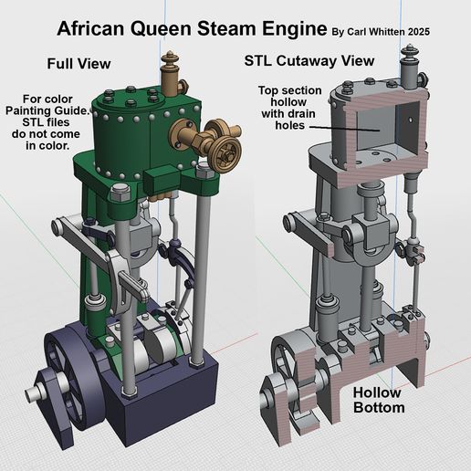 👸 African Queen Steam Engine By Carl Whitten・ STL File for 3D printing ...
