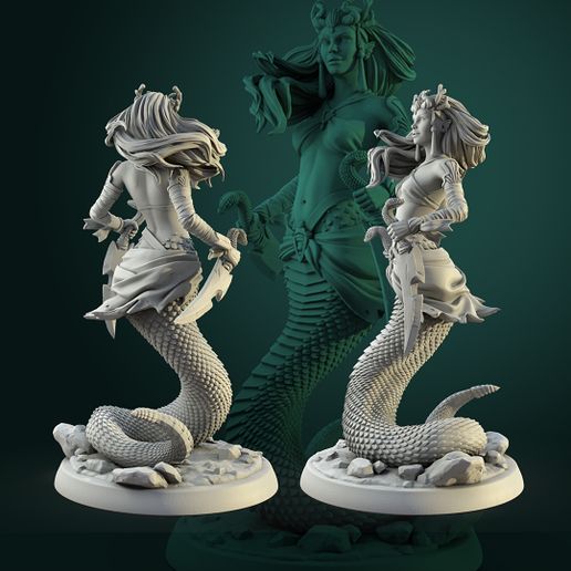3D file Naga female warriors set 32mm pre-supported ♀️ ・3D printer ...