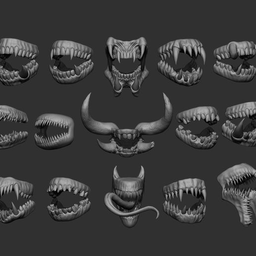 👹 21 Creature + Monster Teeth・ 3D File for ・Cults