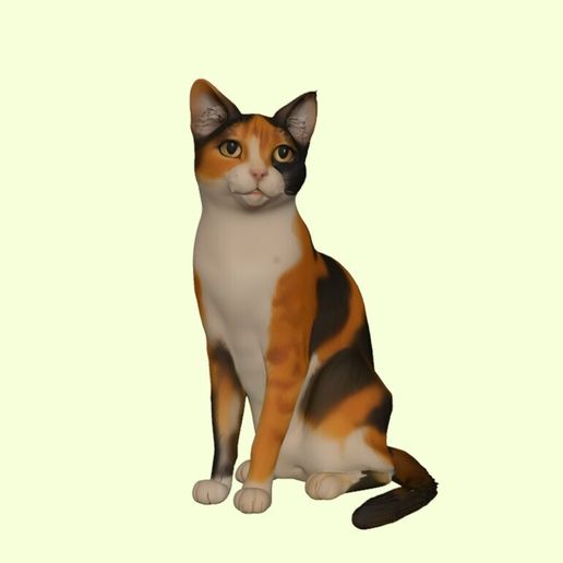🐱 Calico Cat Sitting・ STL File for 3D printing・Cults