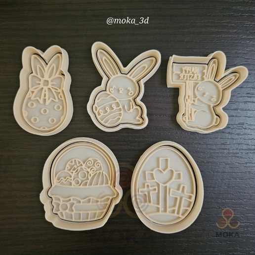 👽 SET X 5 FELIZ PASCUA, HUEVOS DE PASCUA CORTADORES DE GALLETAS・ STL ...