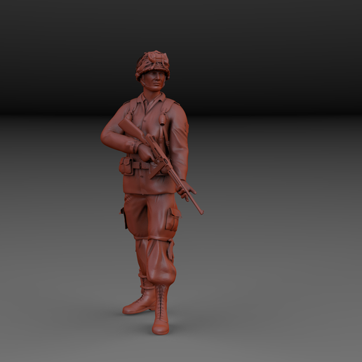 🫡 WW2 SOLDADO PARACAIDISTA POSE RIFLE・Archivo STL para ・Cults
