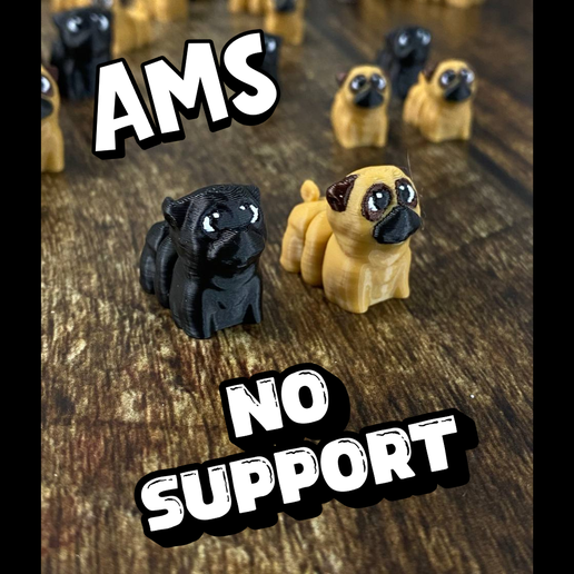 🐶 Pug articulado chibi・Archivo 3MF para Impresión 3D・Cults