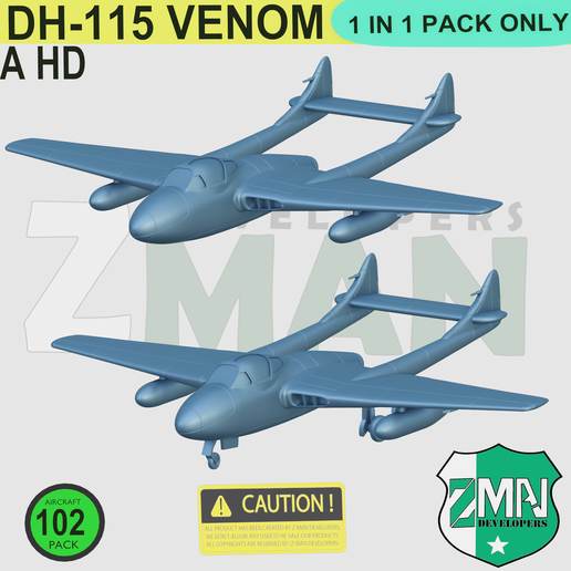 ️ DH-115 VENOM V1・ STL File for ・Cults