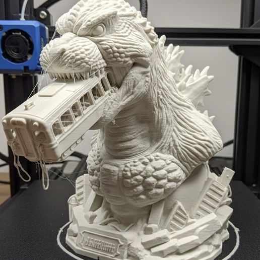 🚆 Godzilla inspired statue eating subway train・ STL File for 3D ...