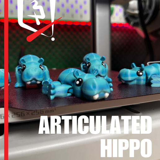 🦛 Articulated Hippo・ 3MF File for 3D printing・Cults