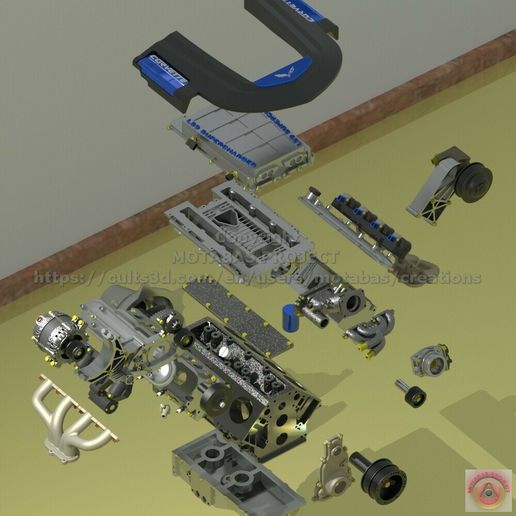 🚙 CORVETTE ZR1 SUPERCHARGED LS9 - ENGINE・ STL File for 3D printing・Cults