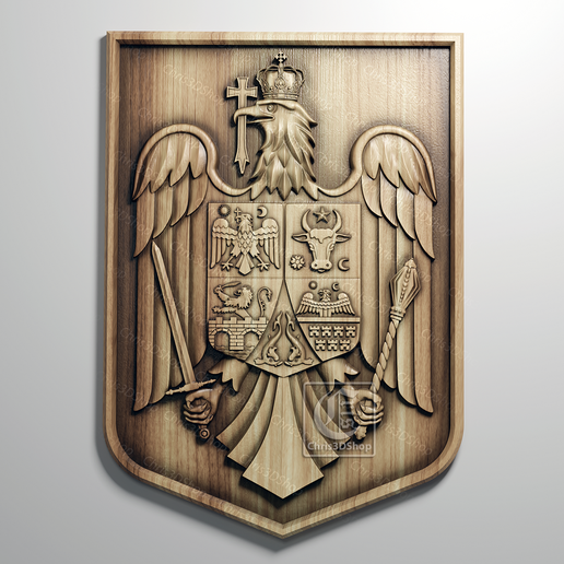 🧥 Coat of arms of Romania - Digital model for CNC and 3D Printing in ...