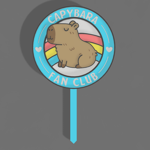 🗿 CAPYBARA FAN CLUB | TOPPER para TORTAS・ STL File for 3D printing・Cults