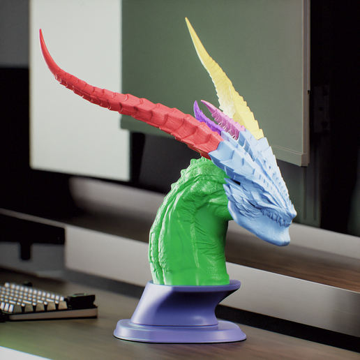 🐉 Dragon Bust - Print by Parts - Dragon Bust to print by parts -・ STL ...