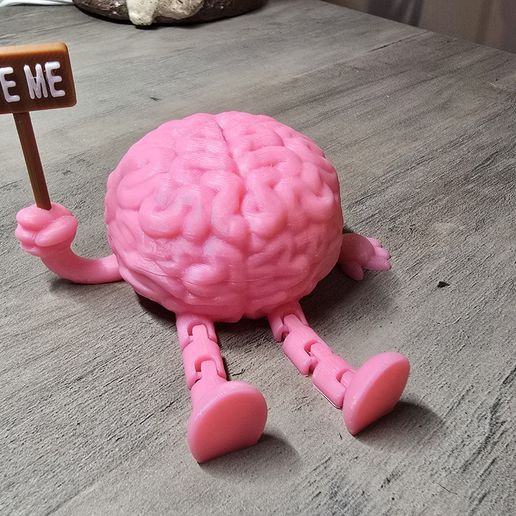 🧠💡Cute Articulated Brain Box with Interchangeable Signs・Free STL File ...