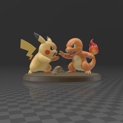 🐉 Pikachu and charmander fight pokemon・ STL File for 3D printing・Cults