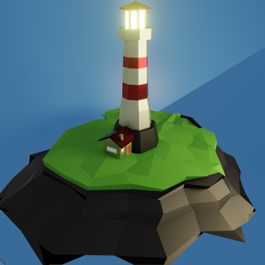 🏠 Lighthouse Low Poly・Free STL File for ・Cults