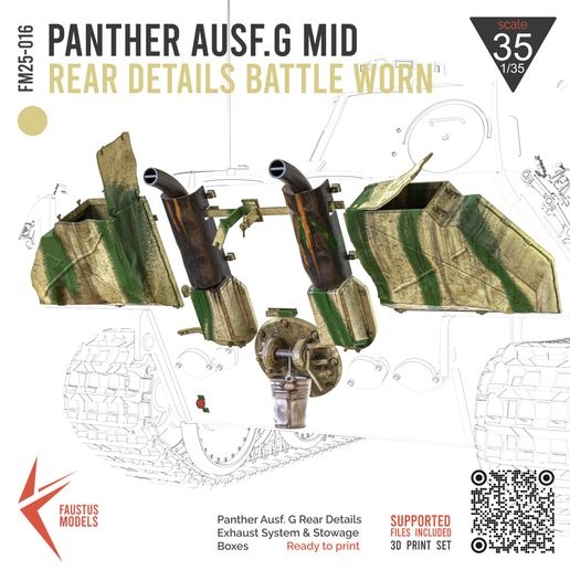 3D file Panther Ausf.G Rear Details - Mid Version - Battle Worn FM25 ...