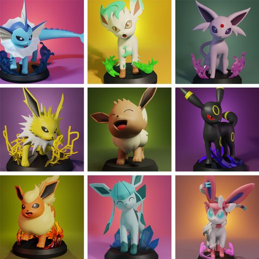 🐉 Pokemon eevee evolution pack・ 3D File for ・Cults
