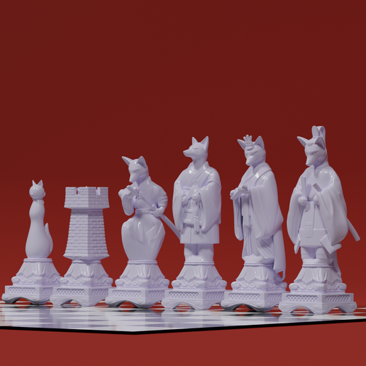 Free 3D file Fox Chess set 🦊 ・3D printable design to download・Cults