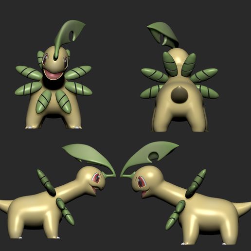 🐉 Pokemon - Bayleef con 2 poses・Archivo STL para Impresión 3D・Cults