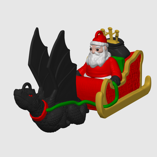 STL file Dragon Sleigh Christmas Ornament 🐉 (3MF)・Design to download ...