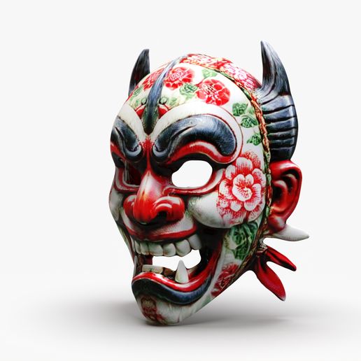 STL file Scary Japanese Mask 🎭 (OBJ and 3MF)・Design to download and 3D ...