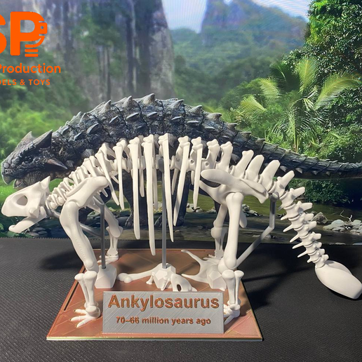 **⭐ Articulated FLEXI DINO Ankylosaurus Skeleton Realistic 🦴 + Stand 🦖 ...