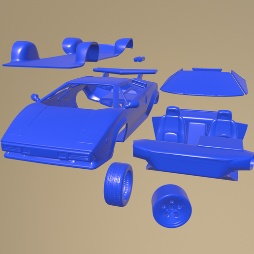 🚗 Lamborghini Countach Turbo 1988 PRINTABLE CAR IN SEPARATE PARTS・ STL ...