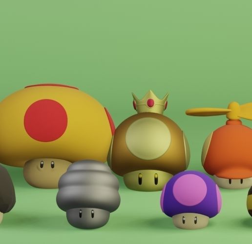 ⬆️ PACK MARIO MUSHROOMS POWER UP・ STL File for ・Cults