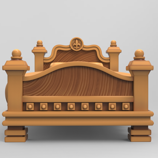 🪵 Royal Wooden Bed・ STL File for 3D printing・Cults