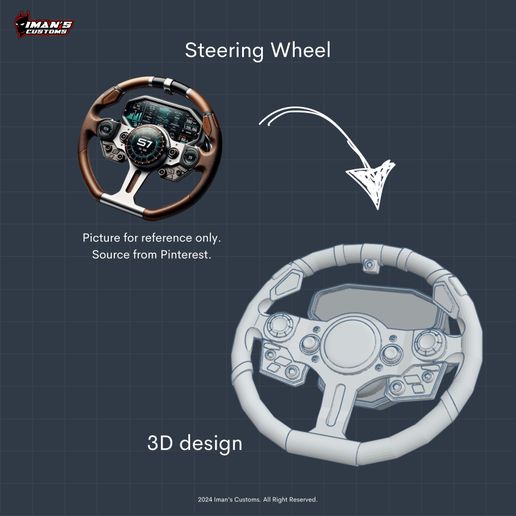 🛞 Steering Wheel 1:10 scale・ STL File for 3D printing・Cults