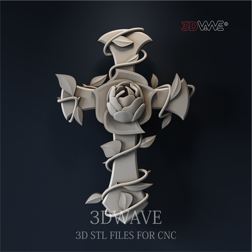 CROSS WITH ROSES 3d stl file for CNC・ STL File for CNC machining ...