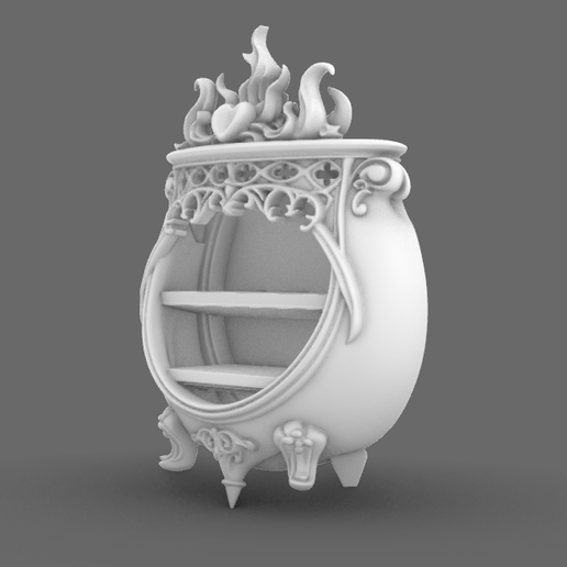 Gothic Cauldron Wall Shelf STL – Sacred Flaming Heart Niche – Dark ...