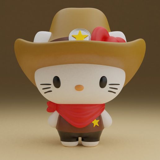 STL file Hello kitty cowboy figure 👋 ・3D print design to download・Cults