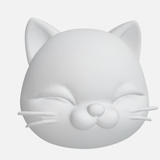 STL file cute round cat head 🐱 ・Model to download and 3D print・Cults