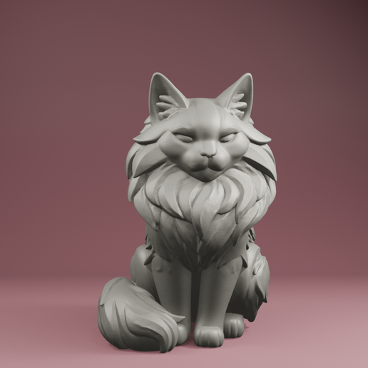🐱 Stylized Fluffy Cat Sitting – 3D Printable STL Model・ STL File for 3D ...