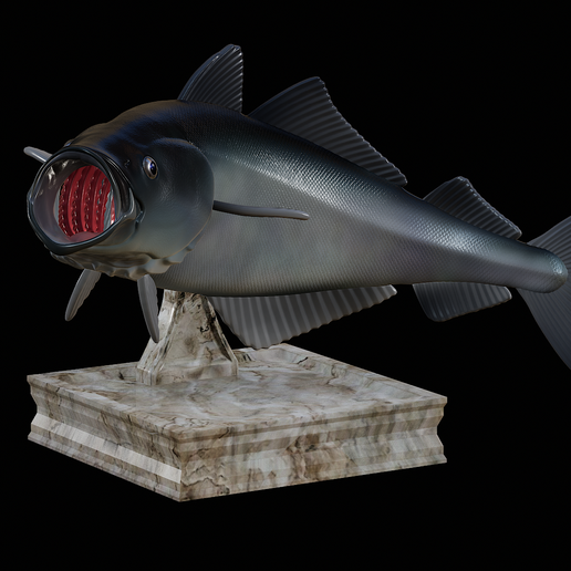 STL file fish coalfish / Pollachius virens in motion trophy statue ...