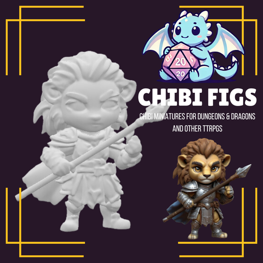 Fichier 3D Chibi Leonin Paladin Miniature 🎲 ・Modèle à imprimer en 3D à ...