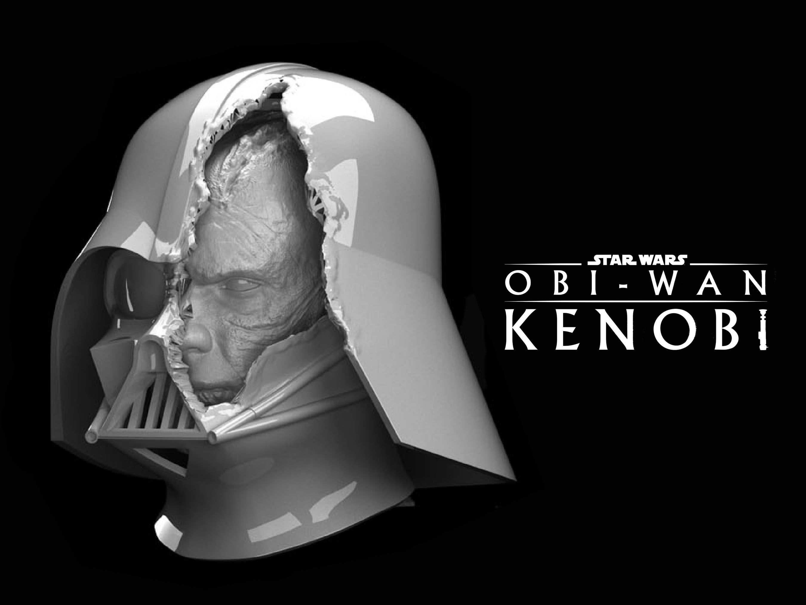 3D File Darth Vader Damaged Helmet Kenobi Model To Download And 3D