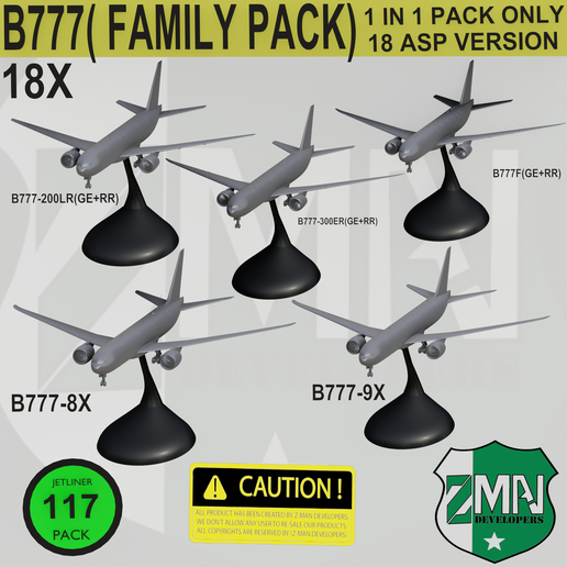 👪 B777 (family pack) all in one v6・ STL File for 3D printing・Cults