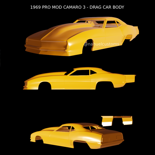 🚗 1969 PRO MOD CAMARO 3 - DRAG CAR BODY・ STL File for 3D printing・Cults