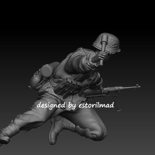 STL file WWW WAFFEN SS SOLDIER THROWING GRENADE V2 🫡 ・Model to download ...