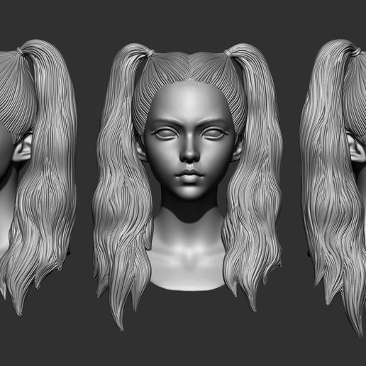 ♀️ 45 Female hair collection ZTL OBJ STL・ 3D File for 3D printing・Cults