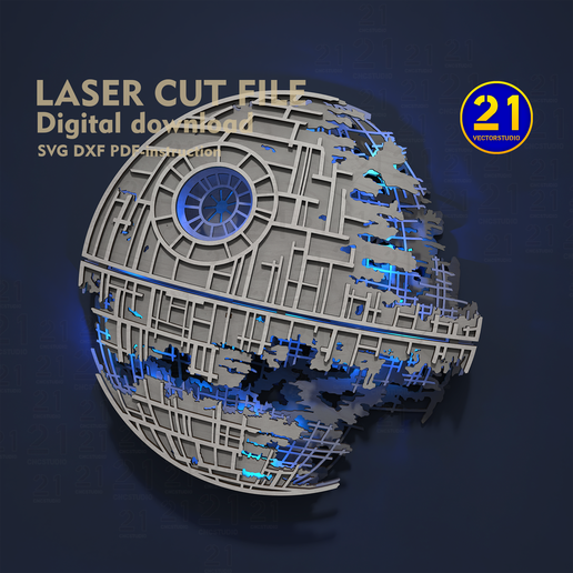 ⭐ Death Star - Layered Sci-Fi Wall Art | Laser Cut Files・ DXF File for ...
