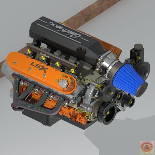 🚙 CHEVROLET LSX with EDELBROCK PRO FLOW XT - ENGINE・ STL File for 3D ...